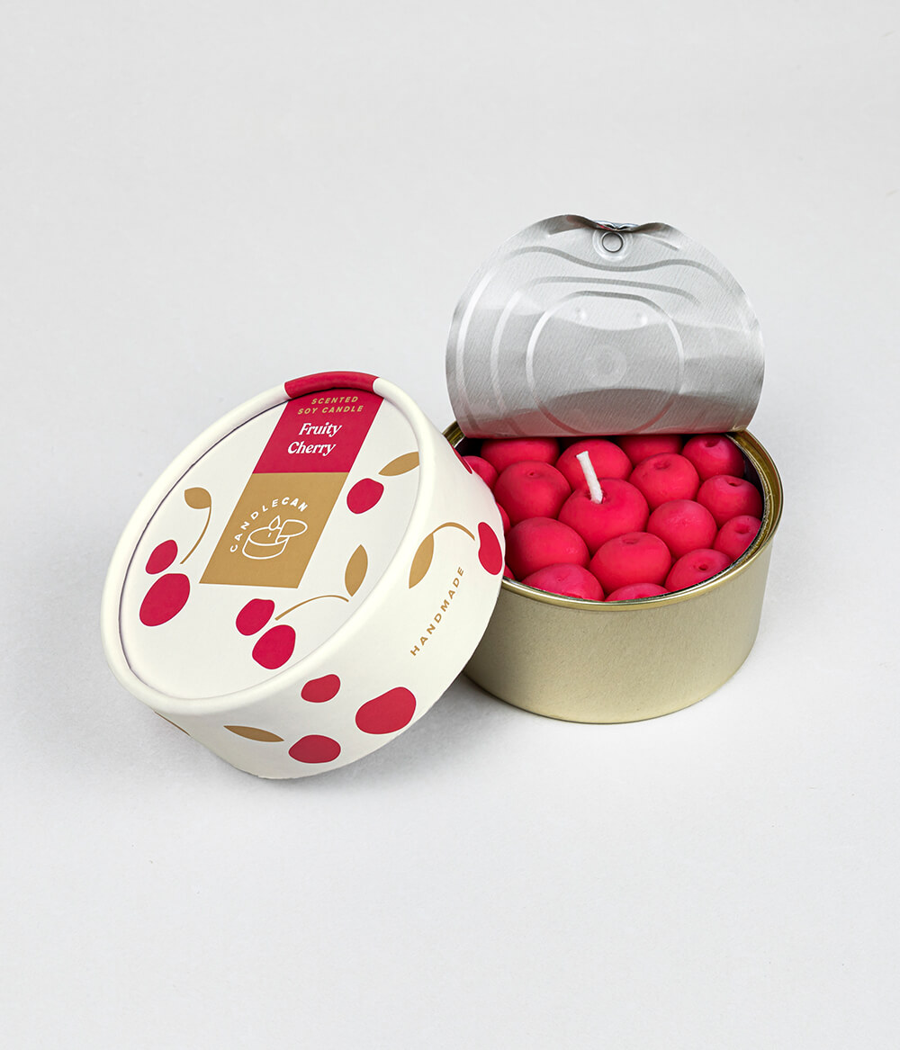 Cherry Shaped, Scented Natural Wax Candle - CandleCan