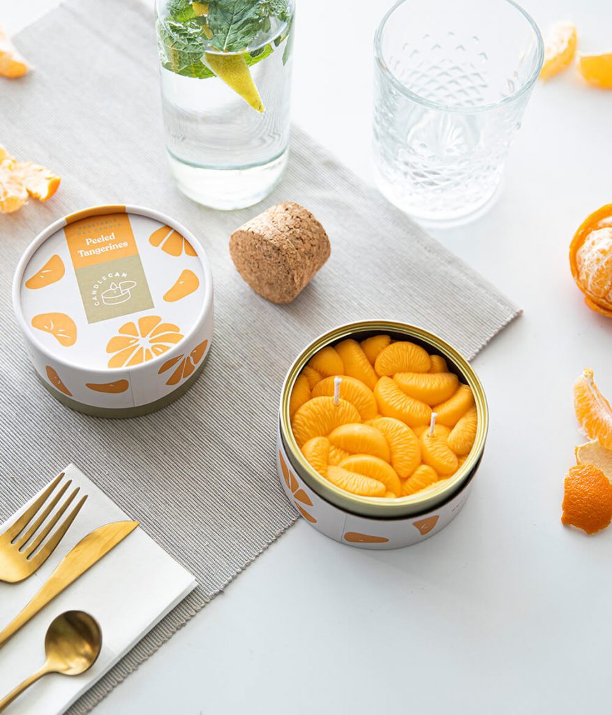 Tangerines Shaped, Tangerines Scent, Natural Wax Candle - CandleCan